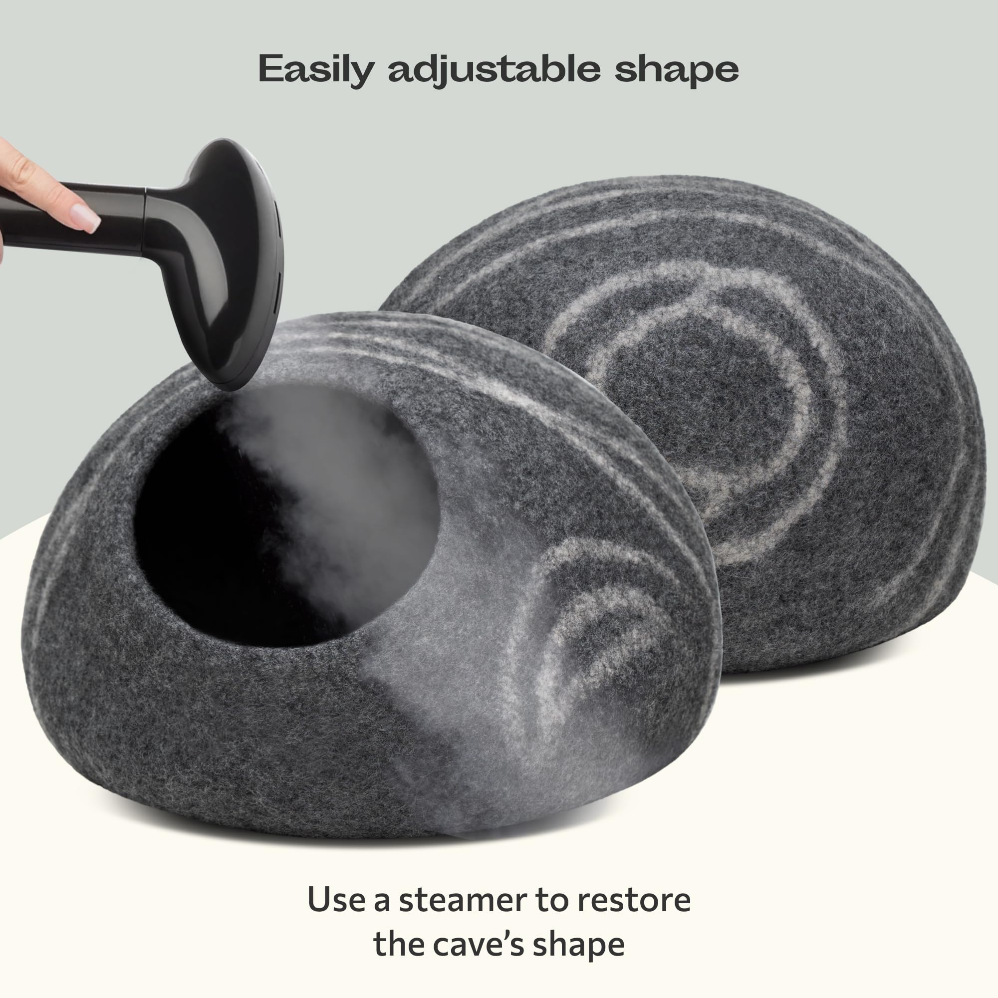 MEOWFIA Cat Cave β Premium Felt Cat Bed for Indoor Cats, Handmade 100% Merino Wool (Dark Shades) (Medium, Dark Grey)