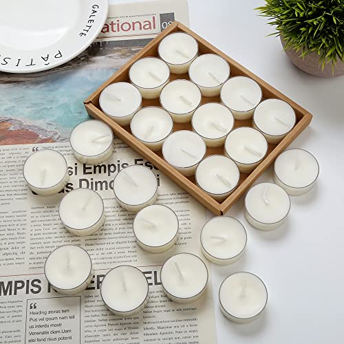 LJQizn 24pcs Natural Soy Tealight Candles Handmade Decorative Unscented Pure Soy Tea Lights( Perfect for Birthday Party,Wedding, Spa, Home Decor