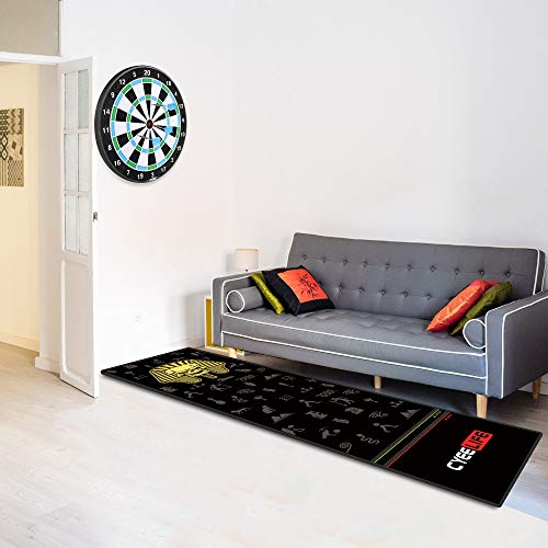 CyeeLife Dart Board Mat with Carrying Bag&Throw line for Steel and Soft Tip Darts Games with Start Lines