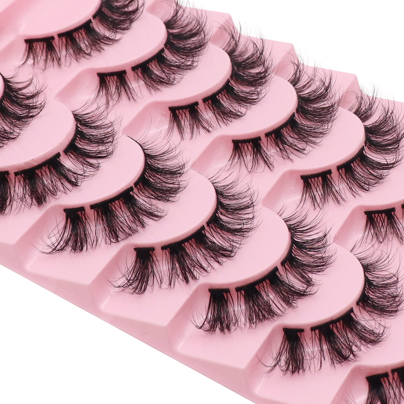 Fyonas Lash Clusters Cat Eye Lashes Lash Extension Wispy False Eyelashes 7 Pairs 3D Faux Mink Lashes Fluffy&Volume Lashes Pack | Lash Clusters 06