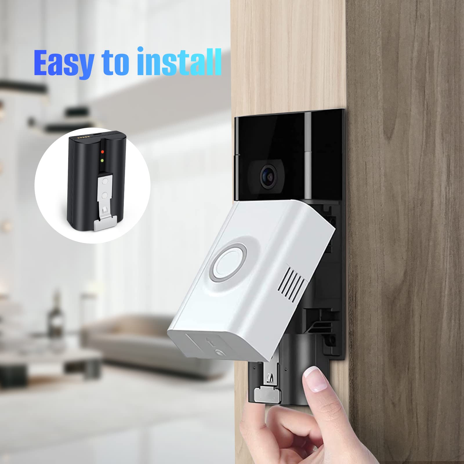 Necesa Rechargeable Battery R Video Doorbell 2/3/4 Replacement Camera Batteries 3.65V 6040mAh Cam Battery Upgraded Batteries Larger Capacity (2pcs)