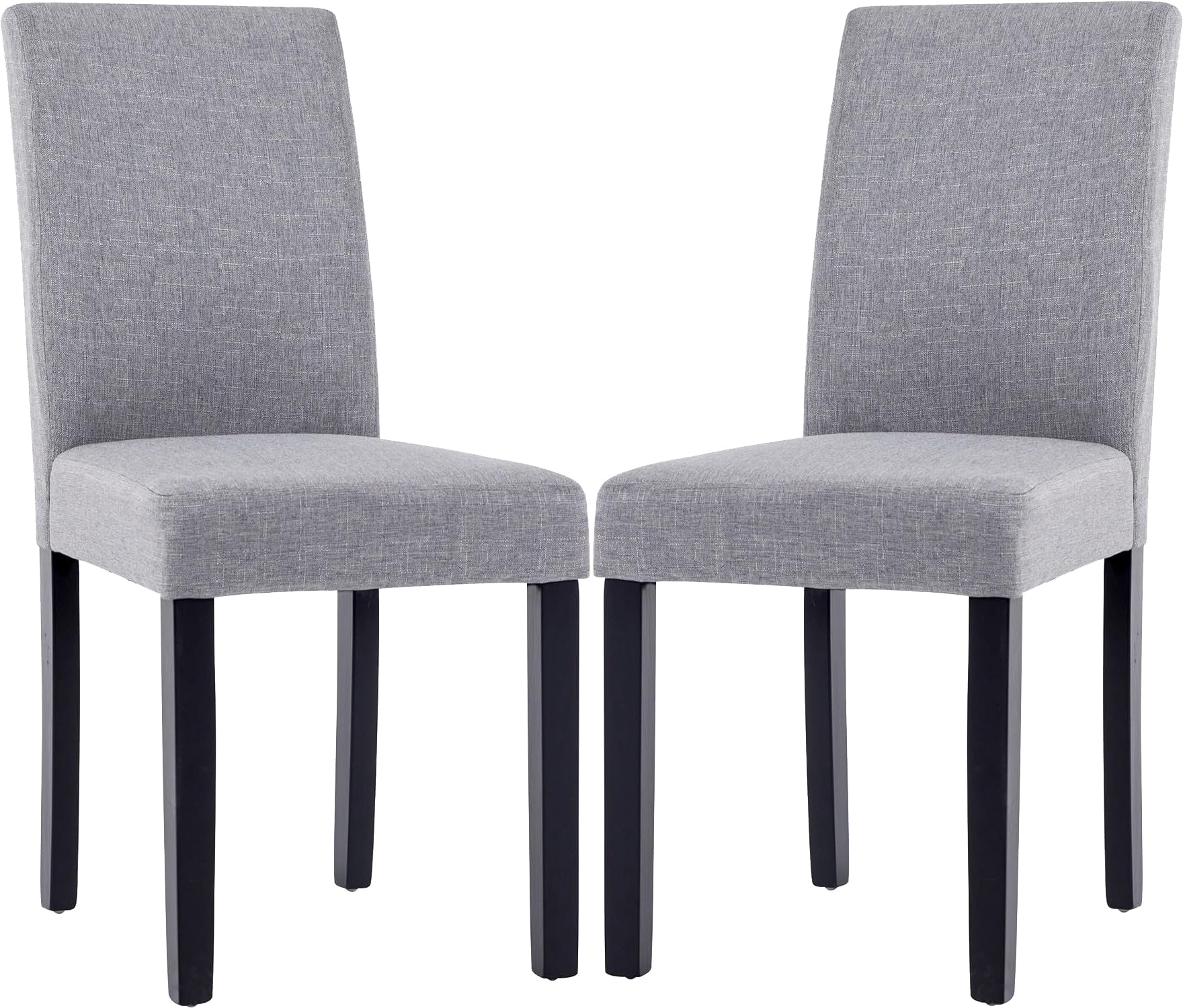 Dining Chairs Set of 4, Upholstered Fabric Side Chair Ergonomic High Back Armless with Wood Legs and Padded Seat for Home Kitchen Dining Room, Gray