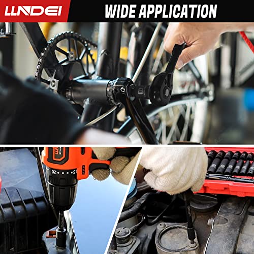 LLNDEI 1/4" Drive Socket Wrench Set, 1/4-Inch Impact Socket Set Metric(4-15mm) Deep and Shallow 6 Point, CR-V, 63PCS with 72T Ratchet Wrench Handle for Household&Automotive Repairing