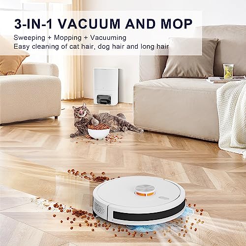 Lydsto Robot Vacuum and Mop Combo with HEPA Self-Emptying Base, 3-in-1 Robotic Vacuum with Lidar Navigation for 40 Days of Cleaning, 3000Pa Suction, Smart Map, App Control, Perfect for Pet Hair, R5