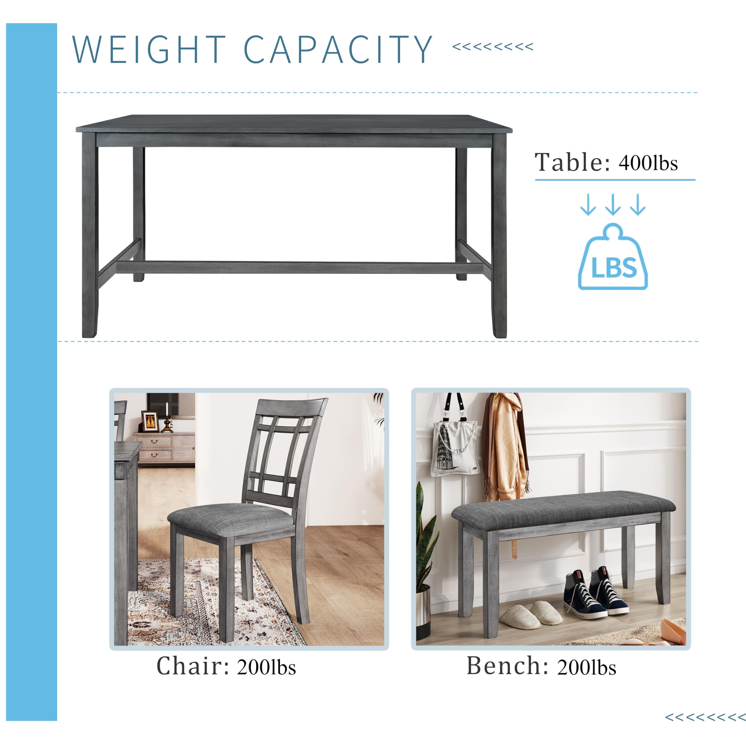 Dining Table Set for 6, Kitchen Table Set with Drawer Kitchen & Dining Room Sets with Drawer 6 Piece Dining Table Set for 6 People, Kitchen Table Set Family Furniture