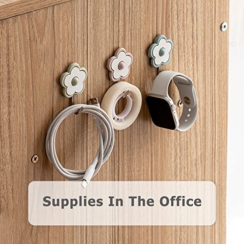 Ristpal [5 Pack] Cute Floret Utility Hooks Heavy Duty Up to 5 Pounds, Waterproof and Oil Proof. Hanging Key. Stick On Wall Kitchen Bathroom Ceiling Or Office Windows Hangers-Green
