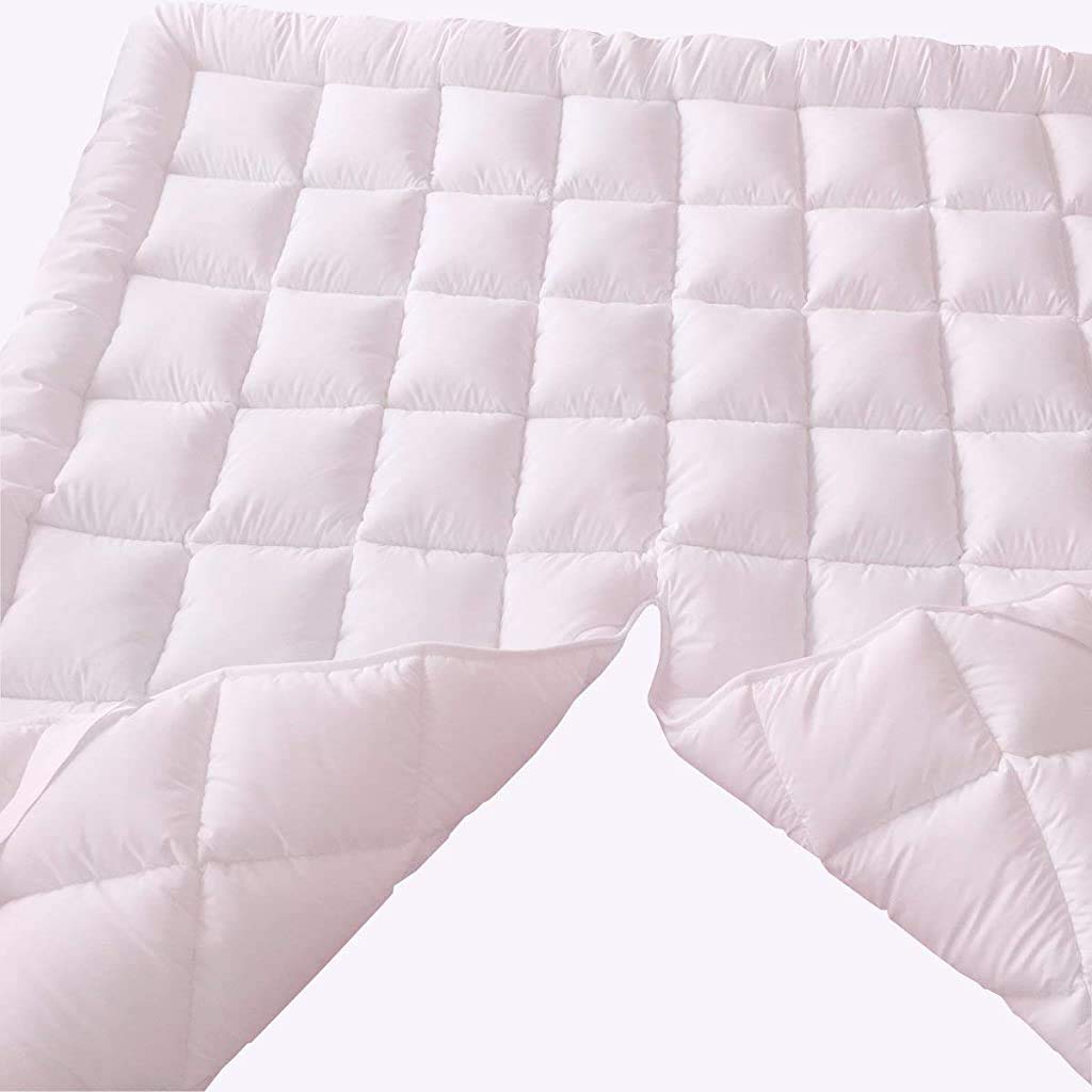 Royal Hotel Bedding Mattress Topper, Top-Split-King, 2 Inches Hypoallergenic Overfilled Down Alternative Anchor Bands Mattress Topper