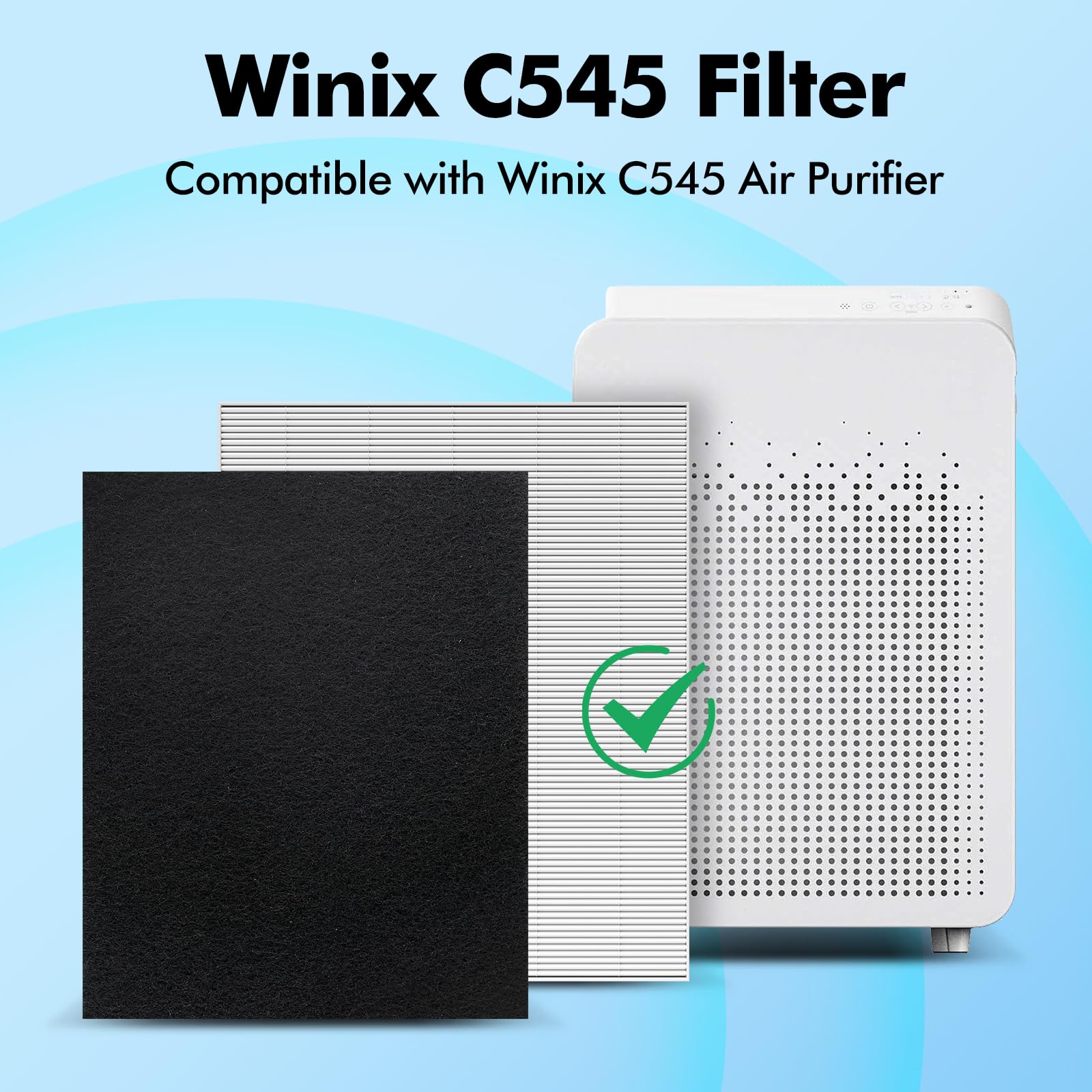 FFAC C545 HEPA Replacement Filter Compatible with Winix C545 Air Purifier, for Winix C545 Replacement Filter, Part# 1712-0096-00 and 2522-0058-00, 2 H13 True HEPA Filter & 8 Activated Carbon Filters