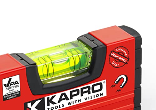 Kapro - 246 Handy Pocket Level - Magnetic - Features VPA Certified & Shock-Resistant Vial - with Rubber End Caps - Pocket-Sized and Compact - Aluminum Box Profile - 4β