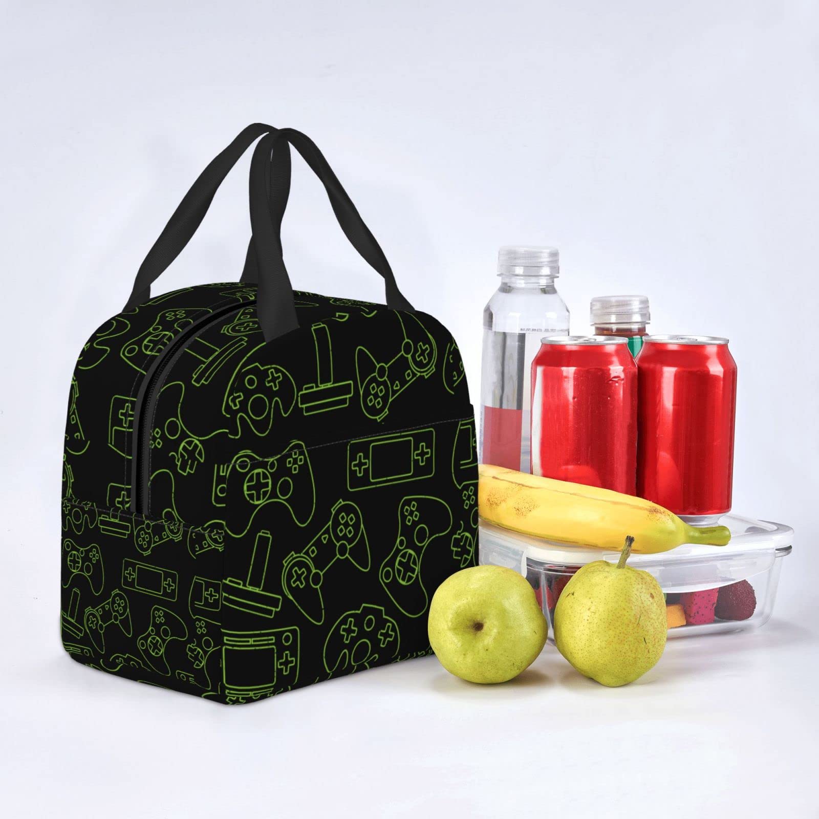 Duduho Video Games Console Pattern Lunch Bag Compact Tote Bag Reusable Lunch Box Container For Women Men School Office Work, 6l
