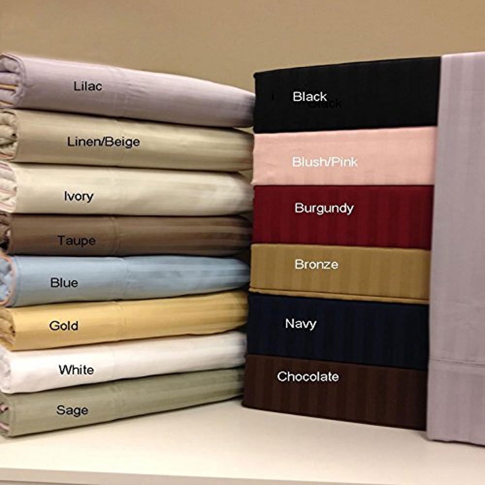 Royal Hotel's 8pc Full Size Bed-in-a-Bag Striped Ivory 600-Thread-Count Siberian Goose Down Alternative Comforter 100 Percent Cotton - Includes Sheets and Duvet Cover Sets