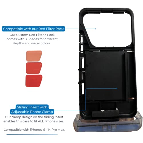 ProShot Dive - Underwater iPhone Housing Rated to 130ft/40m. Universal Waterproof iPhone Case, Compatible with All iPhones. Fits iPhone 6s - iPhone 14 Pro Max. Scuba Diving and Snorkeling iPhone Case.