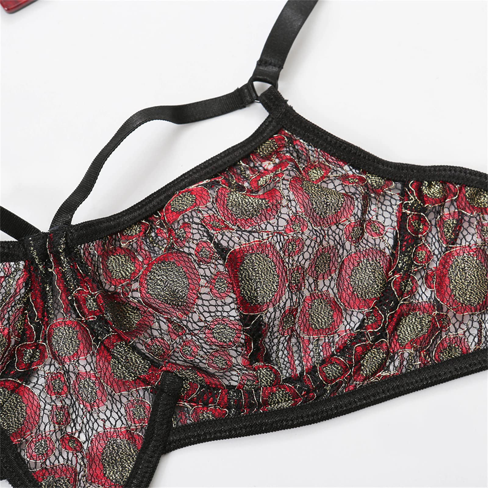 Maiyifu-GJ Deep V One Piece Lingerie for Women Bandage Halter Babydoll Mini Bodysuit Hollow Out Backless High Cut Underwear (Red,Small)