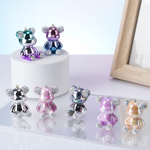 HONYJOOM Teddy Bear Keychain, Pink Keychain Accessories, Key Chains Women Cute, Puff Ball Keychain (Pink)