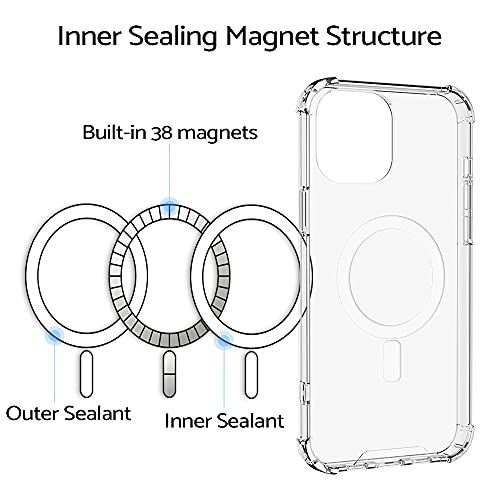 TORU MX Slim for iPhone 12 / iPhone 12 Pro Magnetic Case, Compatible with Magsafe, Hybrid Transparent HD Clear Case with Crossbody Strap, Scratch Resistant, Air Bumper Shock-Absorbing Corners