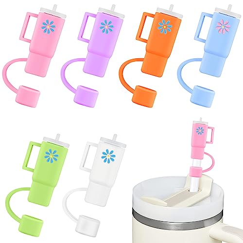 Mojoker 6PCS Straw Cover for Stanley Cup, Silicone Straw Covers Cap for Stanley Cup 40 oz, Straw Topper with 30 Oz Tumbler, Mini 10mm for Stanley Cup Straw Cover for Tumblers