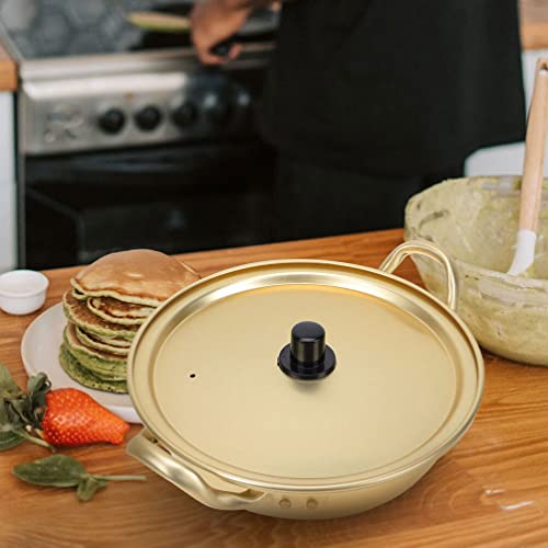 Luxshiny Korean Ramen Cooking Pot Ramen Cooking Pot with Lid Korean Ramen Pot Fast Heating Pot Alluminum Noodles Pot with Handles Kitchen Cookware for Soup Pasta Stew 20cm