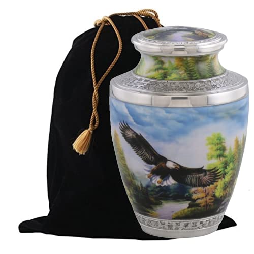 Divinityurns American Eagle Cremation Urn, Handcrafted Metal Urn for Human Ashes, Adult Cremation Urn with Velvet Bag
