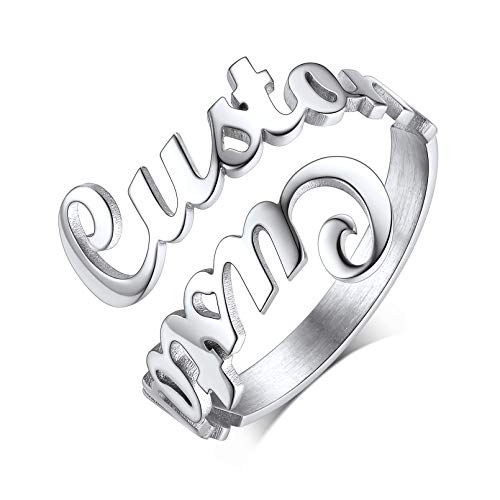 Custom4U 2 Name Rings Personalized for Women