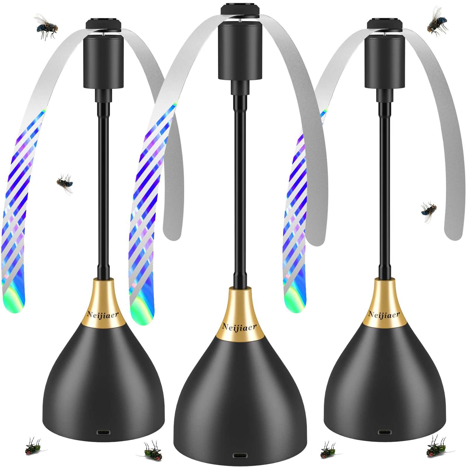 Neijiaer Fly Fans for Tables 2024 Upgraded, Practical Fly Repellent Fan with Soft Blades, USB or Batteries Powered, Soundless and Portable Fly Fan Keeps Your Food Clean