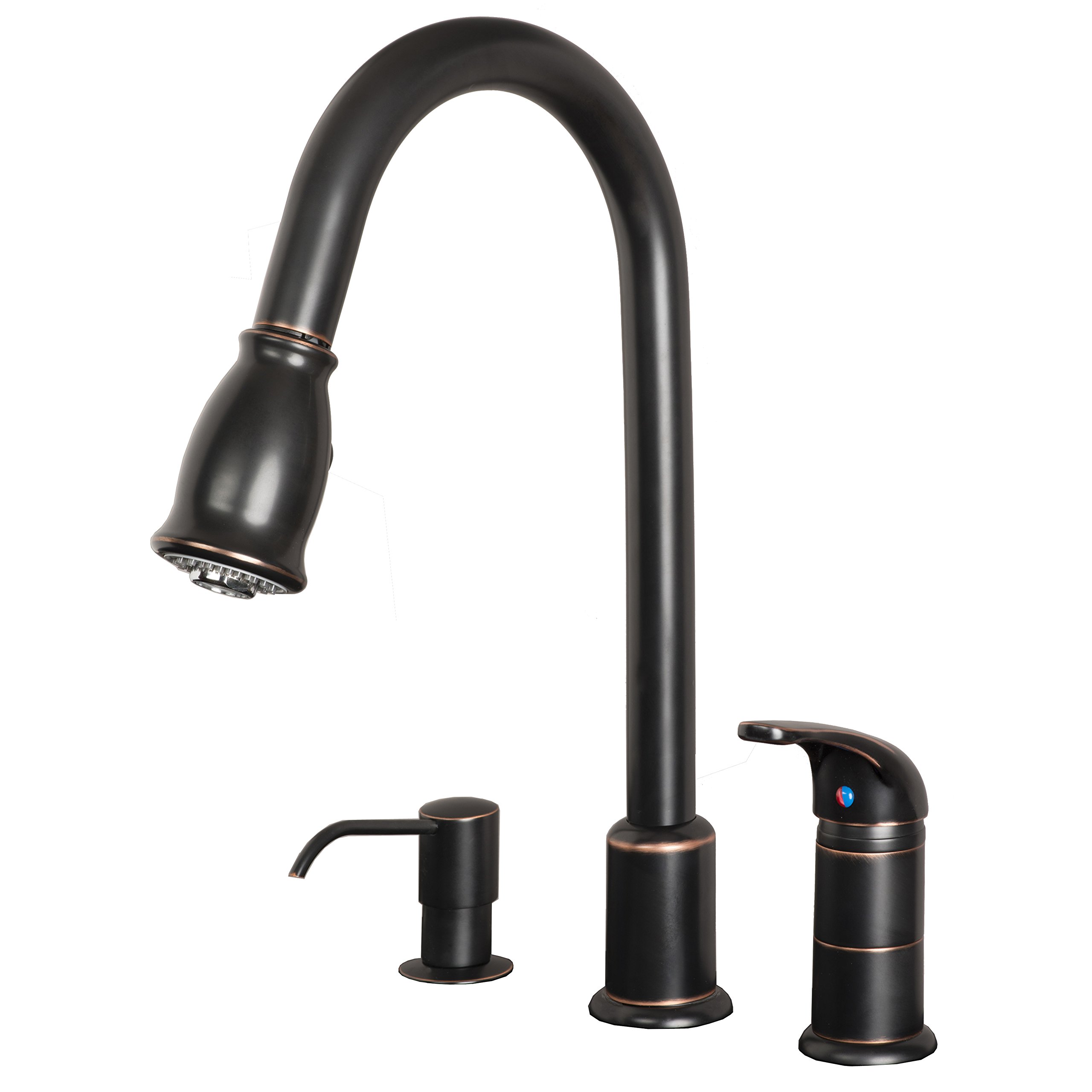 Laguna Brass 1170TB Designer Single Handle Pull-Down Kitchen Faucet with Soap/Lotion Dispenser, 16", Oil Rubbed Bronze Finish
