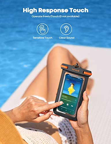 Lamicall Waterproof Phone Pouch Case - [2 Pack][Easy Lock & Heavy Duty] IPX8 Water Proof Cell Phone Dry Bag for iPhone 14 13 12 11 XS XR X Pro Max Plus Mini, S22 S21 Ultra, more 4-7" Cellphones, Black