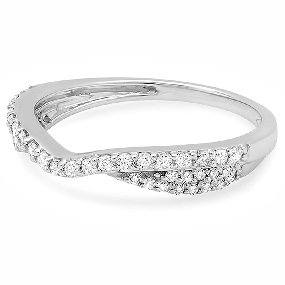 Dazzlingrock Collection 0.36 Carat (ctw) 10k Round Diamond Stackable Wedding Band for Women 1/3 CT, White Gold, Size 5