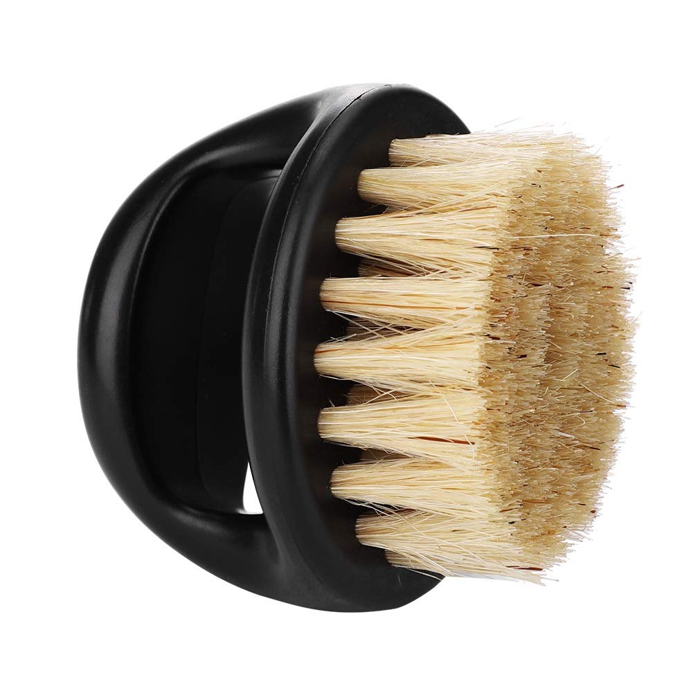 Delaman Beard Mustache Brush, Wild Boar Fur Shaving Brush for Men Grooming Beard Mustache Trimming, Salon Shaven Tool (Color : #1 Black+White)