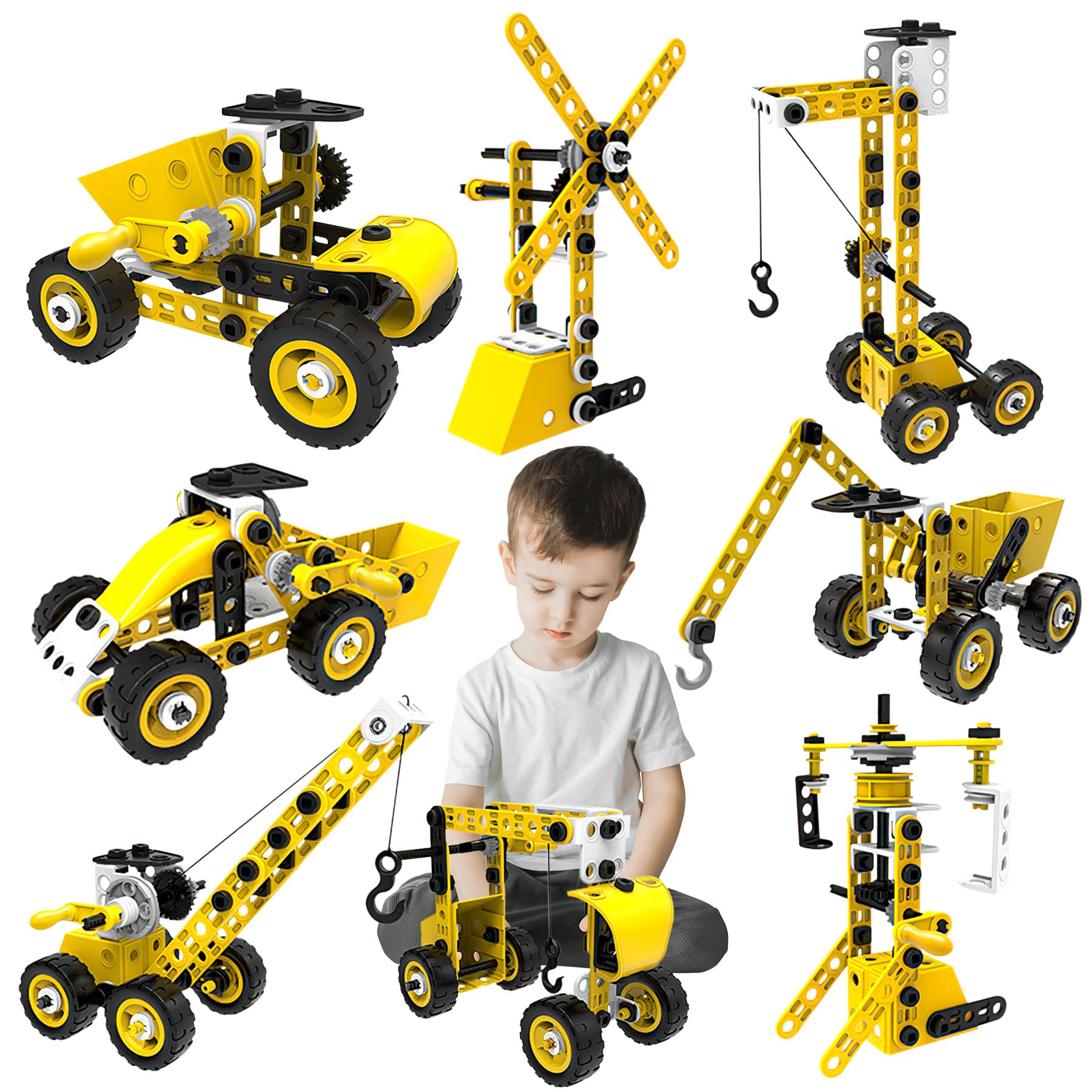 Educational Building Toys STEM Learning Kit with 100PCS Construction Blocks for Preschool Kids, Engineering Toys Creative Game Fun Activity Superior Gift for Kid Age 4 5 6 7 8 9 10+ Years Old