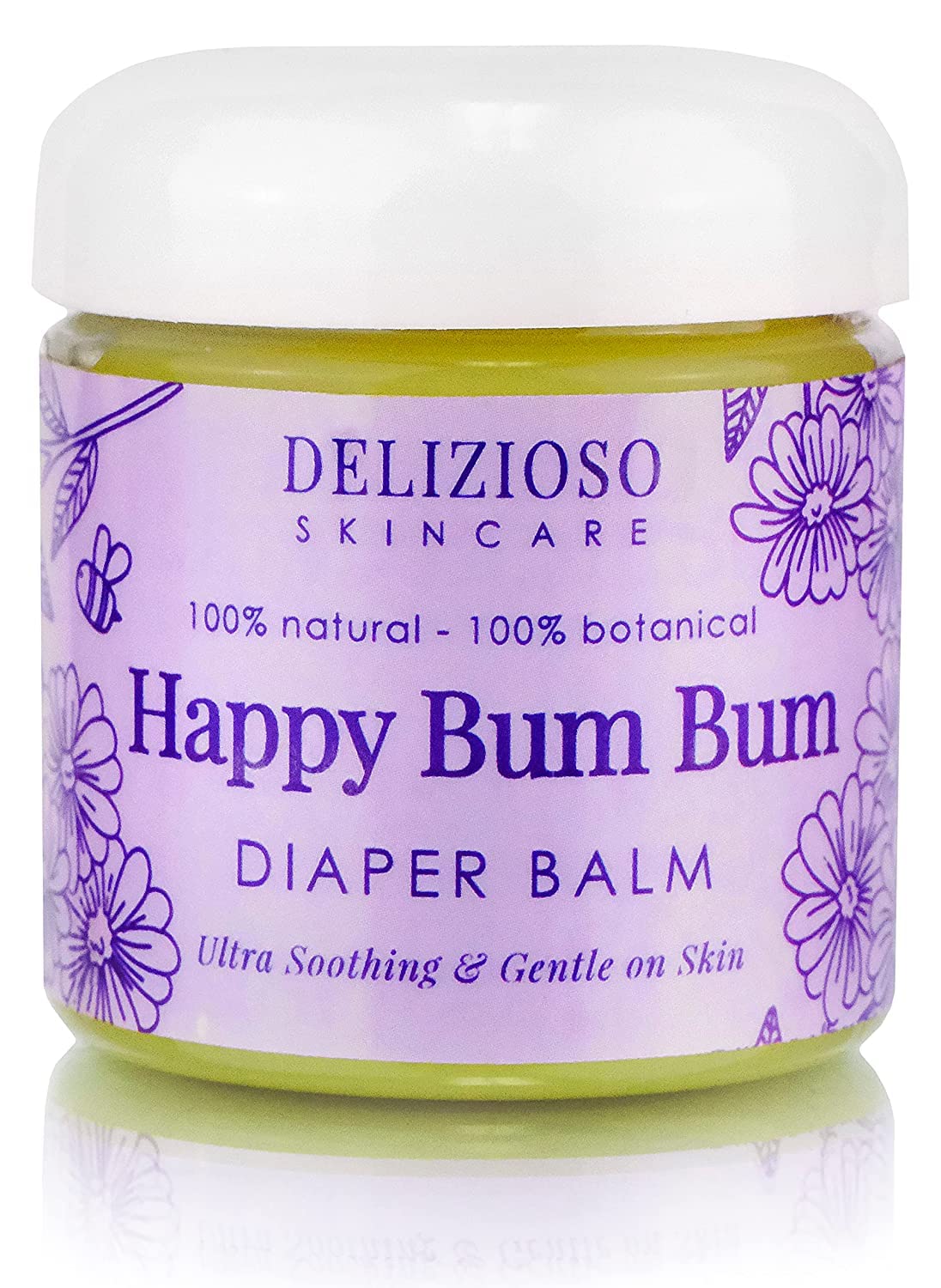 Happy Bum Bum Diaper Baby Balm - 100% Natural - Calendula, Chamomile, Lavender Herbal Infused Moisturizer for Eczema, Dry Skin - Cruelty Free, Salve, With Organics, Handmade - 4 oz / 118 g