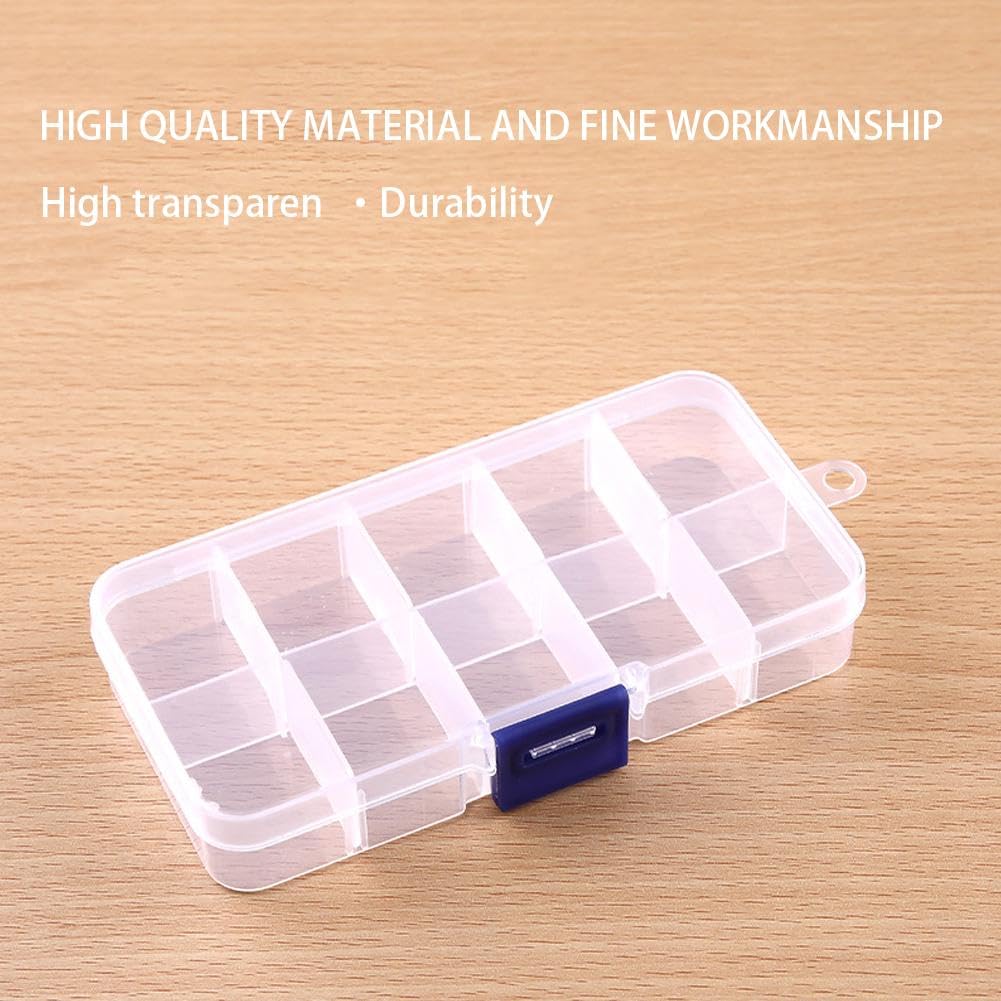 Generic Grids Clear Plastic Organizer Box, Bead Organizer Box, Rectangular Storage Box, Container Craft Storage with Adjustable Dividers, for Beads Organizer