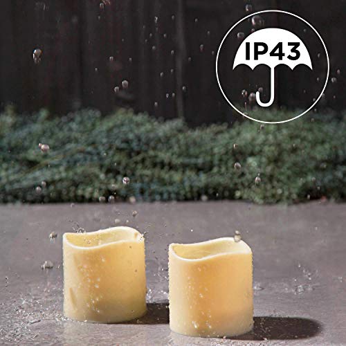 LampLust Outdoor Flameless Candles 3x3 - Battery Operated, Waterproof, Flickering LED Flame, Remote Control with Timer, Decorative Small Pillar Candles for Outdoor Decor - Set of 2