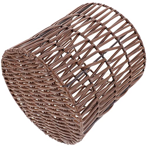 Gatuida Small Woven Basket Trash Can Wastebasket Round Wicker Waste Paper Bin Storage Basket for Bedroom, Bathroom, Office(Brown)