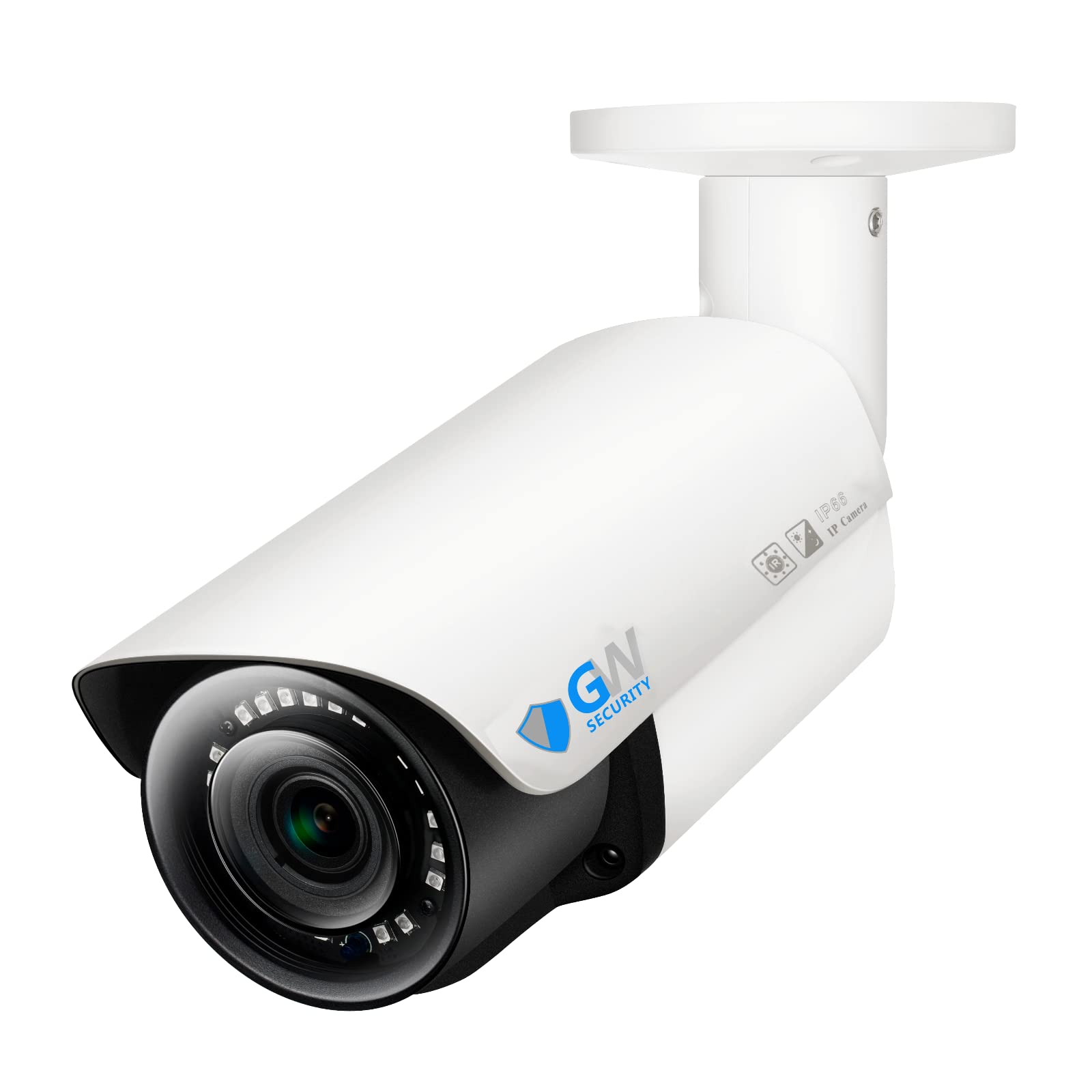 GW Security 8MP 4K H.265 UltraHD 3840 x 2160P PoE Outdoor Weatherproof Security IP Bullet Camera with 2.7-13.5mm Motorized Zoom Lens (GW805201M)