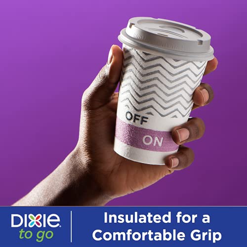Dixie To Go Hot Beverage Cups & Lids, 12 Oz, 156 count, Assorted Designs, 6 Packs of 26 Count, Disposable Paper Coffee Cups & Lids