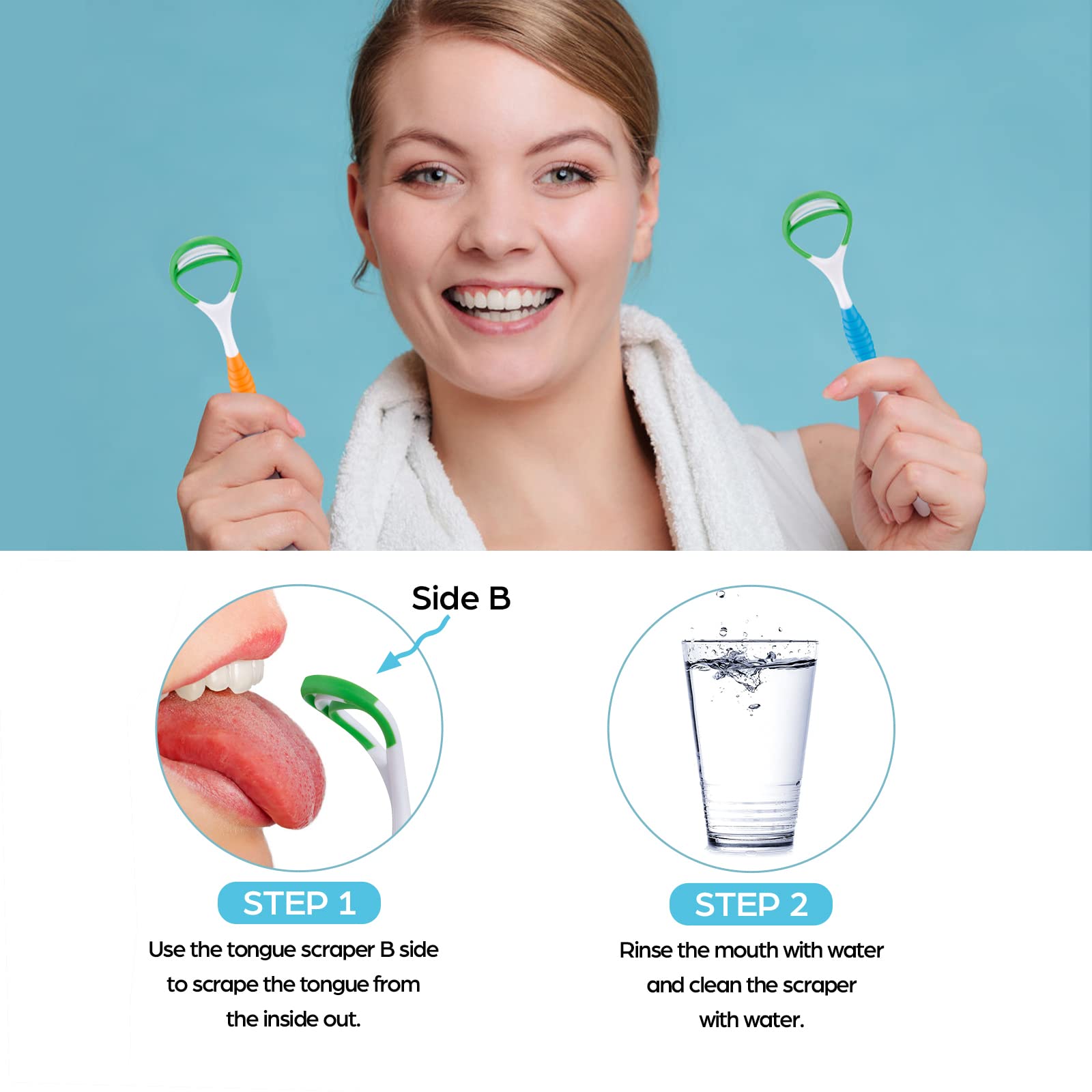 Tongue Scraper Cleaner 3 Pack - Bad Breath Solution for Adults and Kids | Easy to Hold & Clean | Suitable for Sensitive Tongue | BPA Free Oral Hygiene Products
