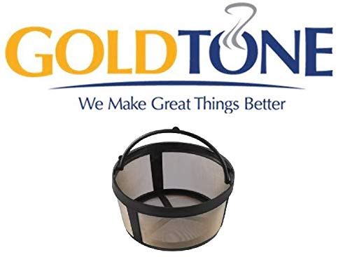 GoldTone Basket Replacement Mesh Bottom Reusable Coffee Filter, 1 Pack, Black/Gold