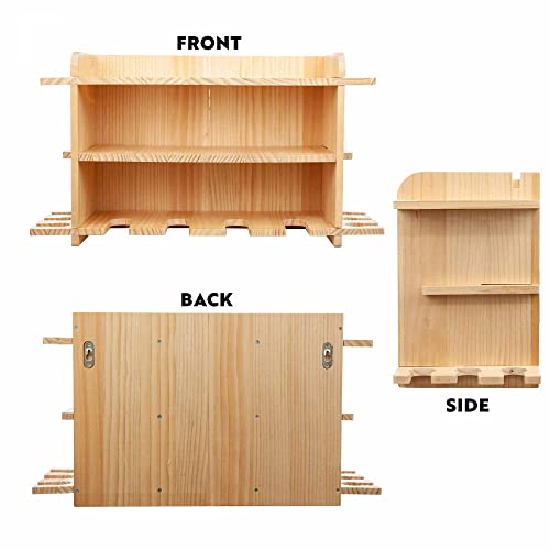 LampLighter Creations Power Tool Organizer & Drill Storage Rack - Cordless Charging Station Tool Organizer - Drill Holder Wall Mount - Easy Assembly 16.75x13x7β (Unfinished Pine)