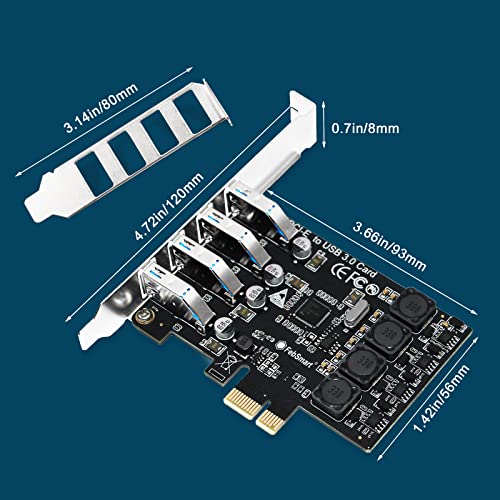 FebSmart PCIE 4-Ports Superspeed 5Gbps USB 3.0 Expansion Card for Windows 11, 10, 8.x, 7, Vista, XP Desktop PCs, Built in FebSmart Self-Powered Technology, No Need Additional Power Supply (FS-U4L-Pro)