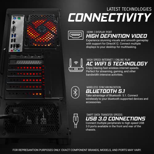GAMINGPOWERPC G302 Gaming PC Desktop Intel Core i5-12400F 2.5GHz 6 Core, 16GB DDR4, NVIDIA GeForce RTX 3060 12GB GDDR6, 512GB NVMe M.2 SSD, Windows 11 Home
