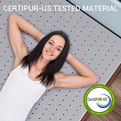 Maxzzz 3 Inch Memory Foam Mattress Topper Full Size, Bamboo Bed Mattress Topper, Ventilated Mattress Pad CertiPUR-US Certified Plush