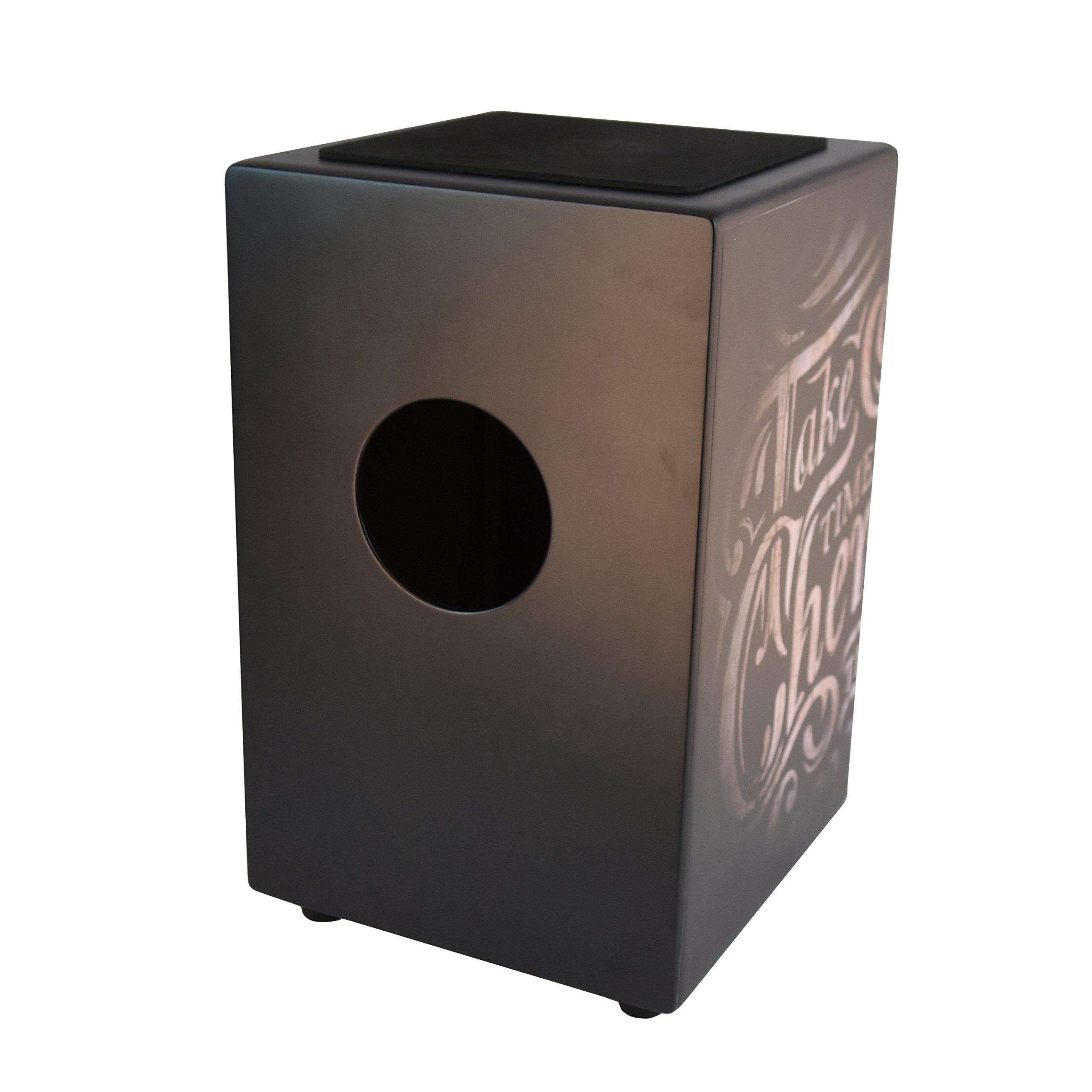 Echoslap GFX Ship Cajon, Black, Hand Crafted, 21 Coiled Snare Wires, Deep Bass, Maple Frontplate, Hardwood Body + Free Gig Bag