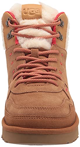 UGG Women's Highland HI Heritage Sneaker, Chestnut/Fiery RED Suede, 8