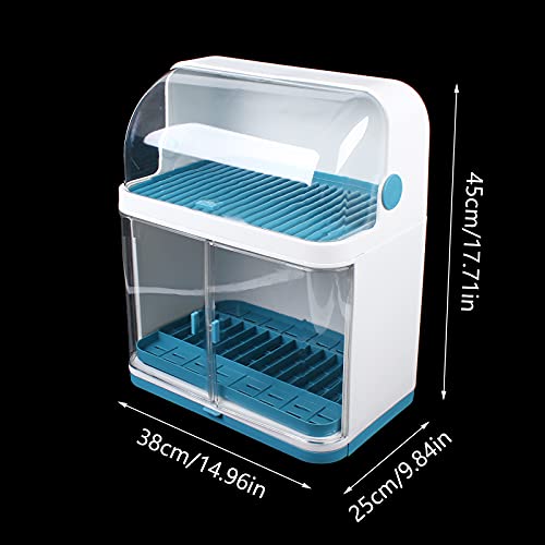 Gdrasuya10 2 Tier Dish Drying Rack Modern Houseware Dish Organizer Cutlery Drainer with Lid Cover Detachable Drip Tray Storage Box Basket for Kitchen Organizing Storage Holder