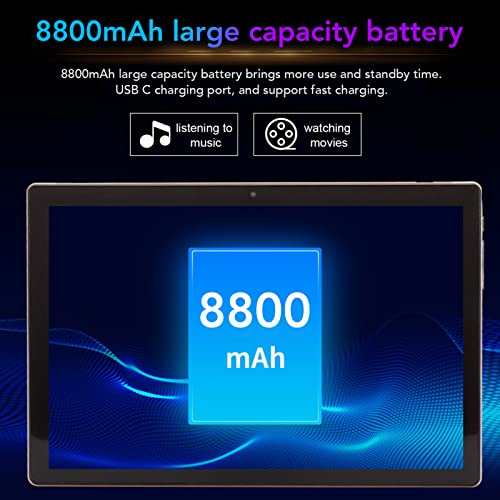 Jectse for Tablet, 10.1 Inch Tablet 6GB RAM 128GB ROM 2.4 5G WiFi Tablet with 5MP 13MP Camera, Octa Core Dual SIM Tablets, 8800mAh IPS HD Touch Screen, Golden