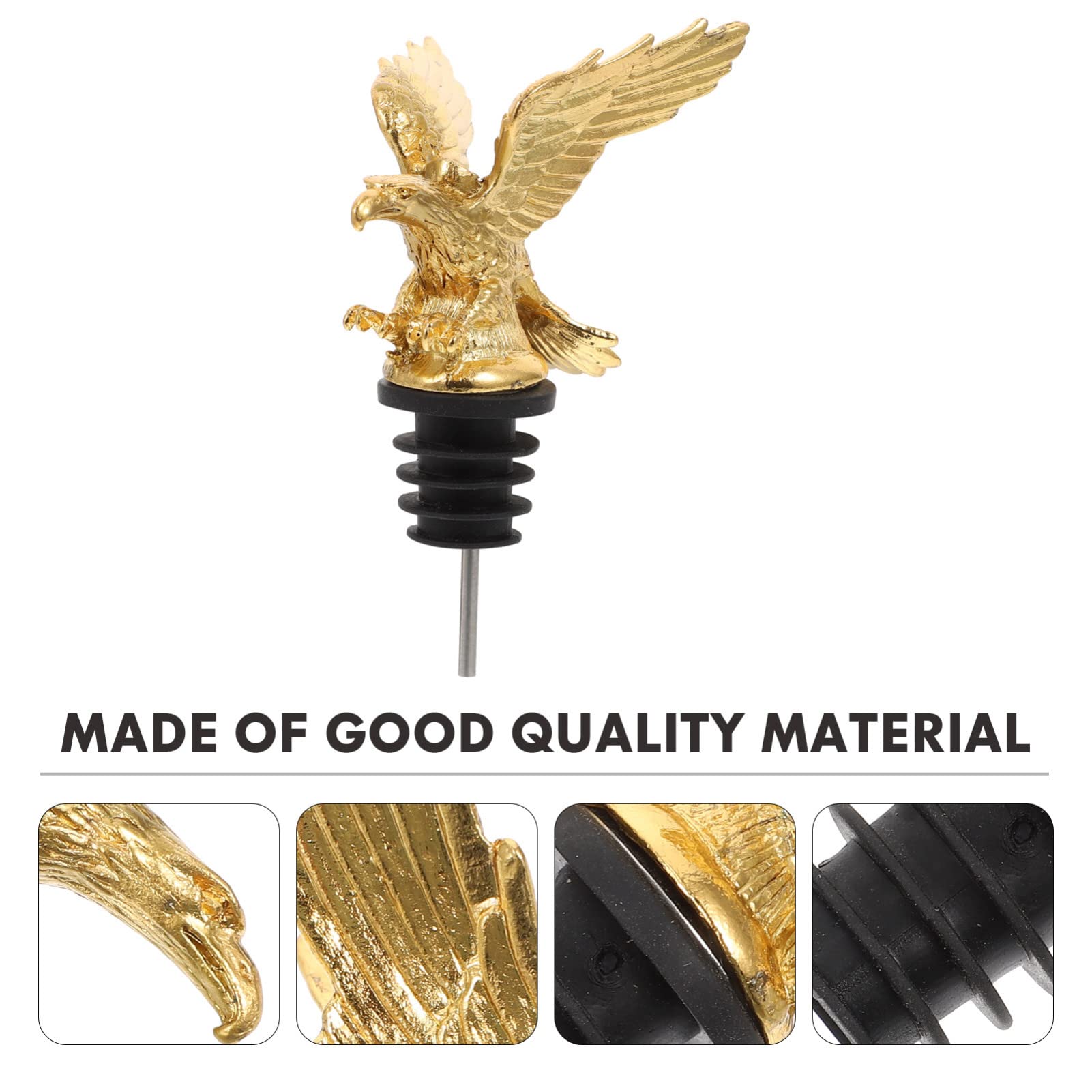 HEMOTON Wine Pourer Wine Aerator Eagle Head Animal Wine Pourer Bottle Decanter Spout Decorative Wine Bottle Stopper Home Bar Accessories (Golden)