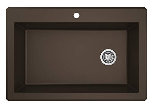 Karran QT-670 Drop-In Quartz Composite 33 in. 1-Hole Single Bowl Kitchen Sink in Brown