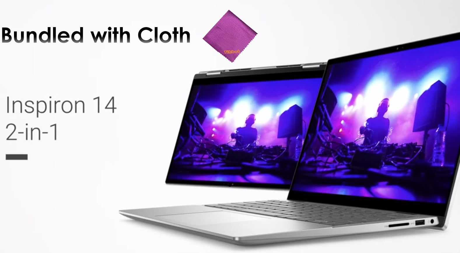 Dell - Inspiron 14.0" WUXGA 2-in-1 Touch Laptop - Core i7 1355U - 2X Thunderbolt4 - Wi-Fi 6- Backlit KB – Bluetooth - Platinum Silver- Win11 W/Cloth (16GB RAM | 1TB SSD)