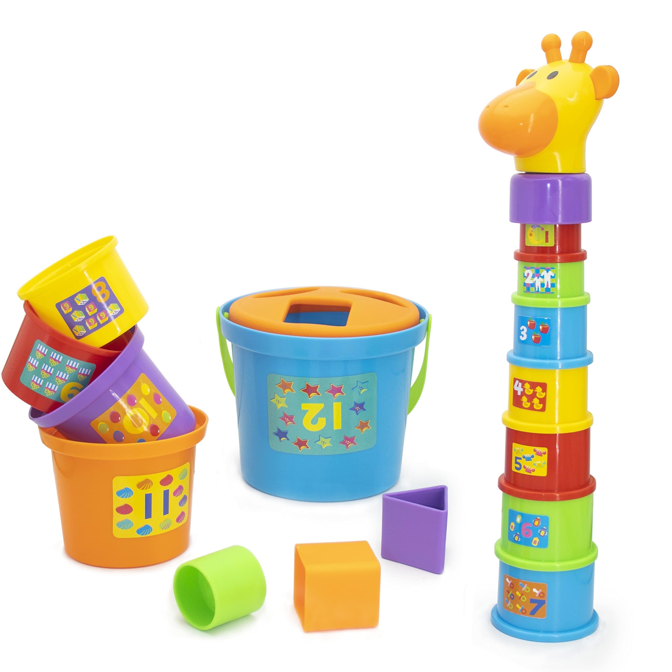 Fun Time Stacking Toys for Toddlers 1-3, Montessori Baby Nesting Cups Building Blocks, Sensory Development STEM Learning Toys for Babies 6-12 Months