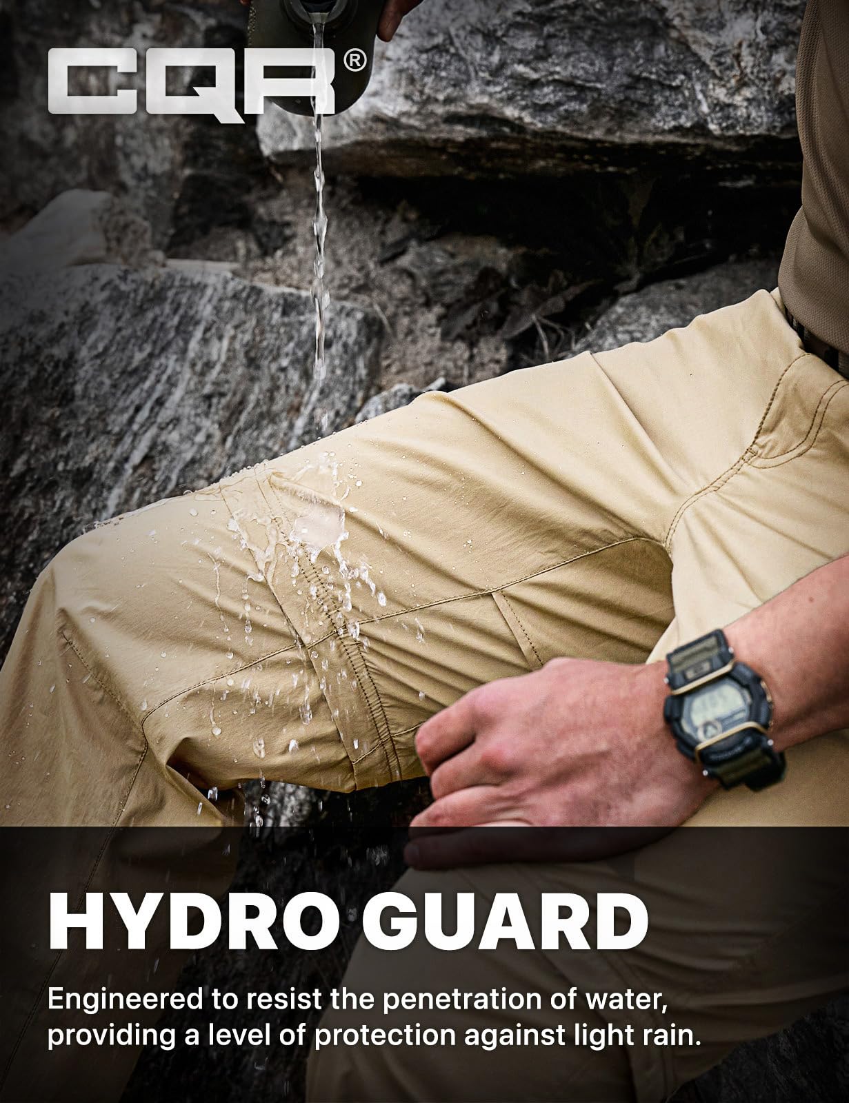 CQR Men's Convertible Cargo Tactical Pants, Water Resistant Outdoor Hiking Pants, Zip Off Lightweight Stretch Work Pants, Lightweight Convertible Cargo Charcoal, 34W x 30L